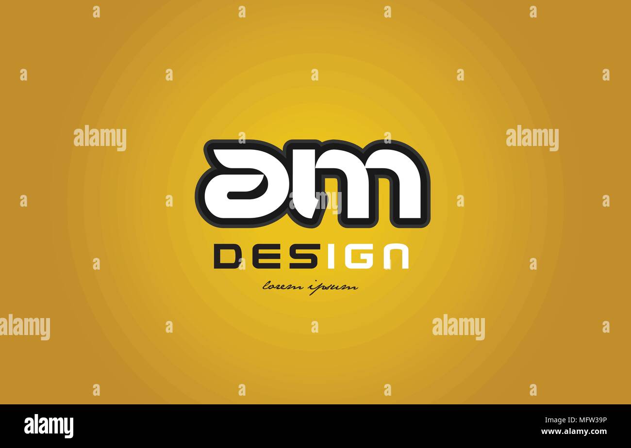 design of bold alphabet letter combination am a m with white color and ...