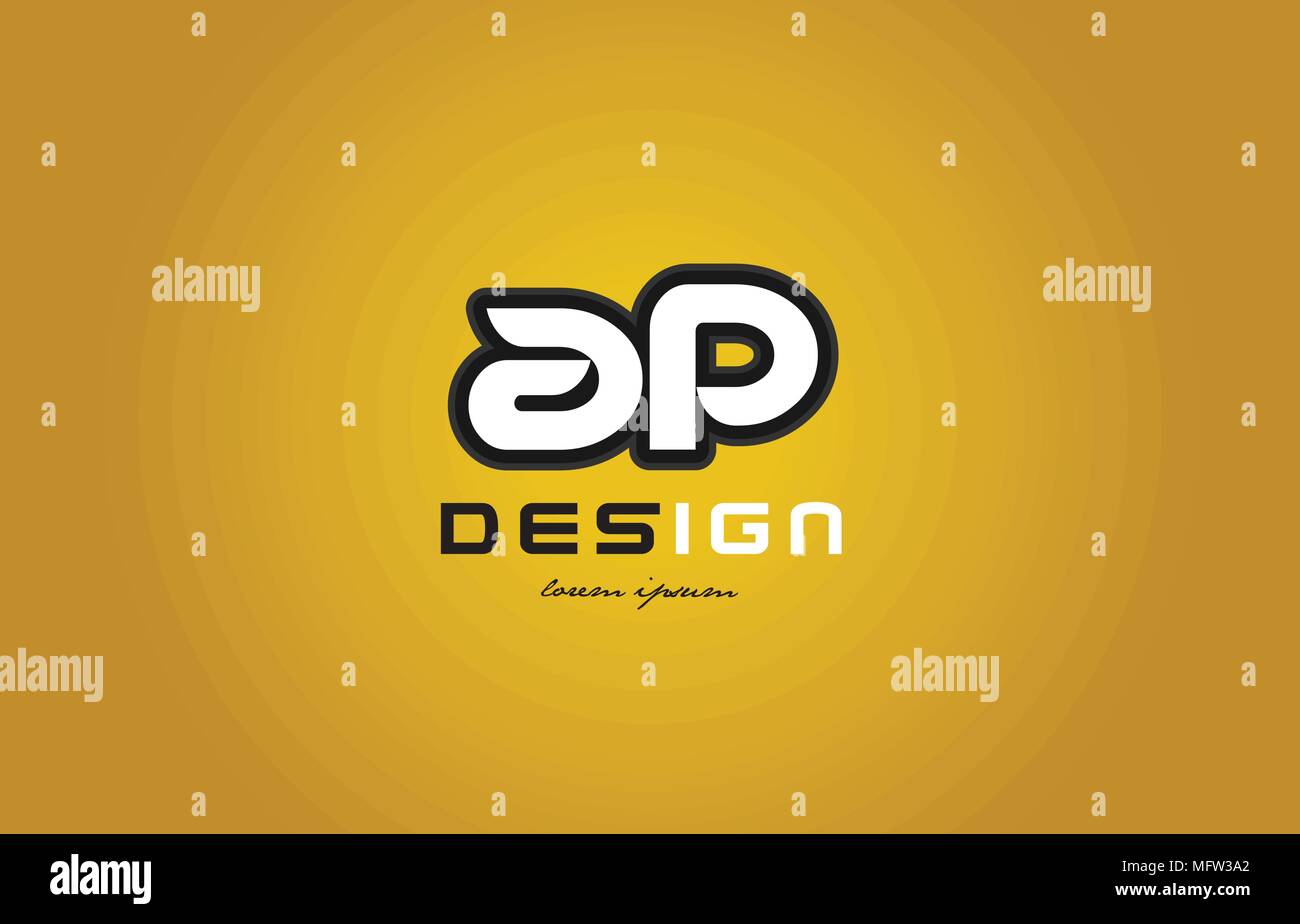 design of bold alphabet letter combination ap a p with white color and ...