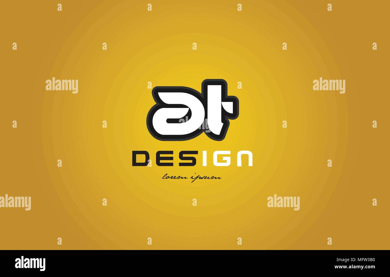 design of bold alphabet letter combination at a t with white color and ...