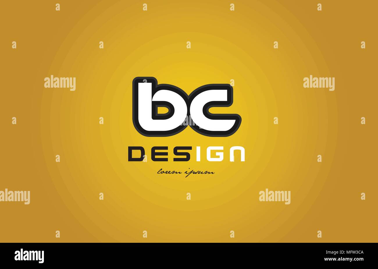 design of bold alphabet letter combination bc b c with white color and ...