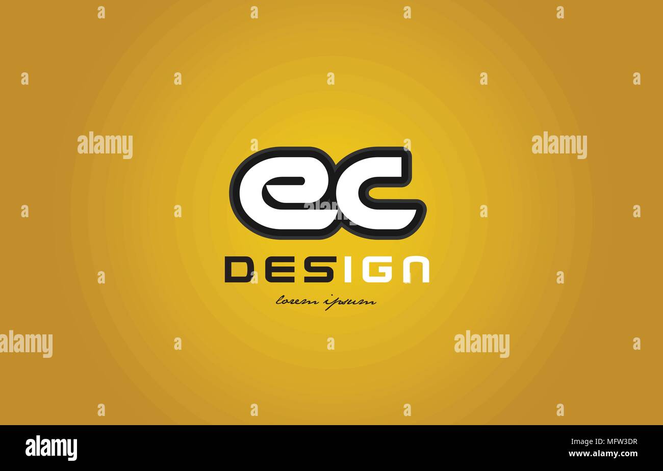 design of bold alphabet letter combination ec e c with white color and ...