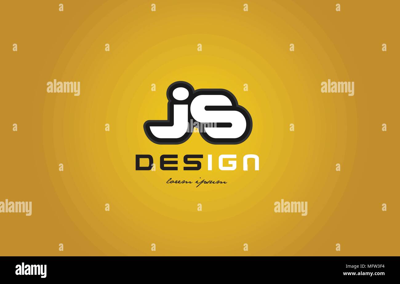 design of bold alphabet letter combination js j s with white color and ...