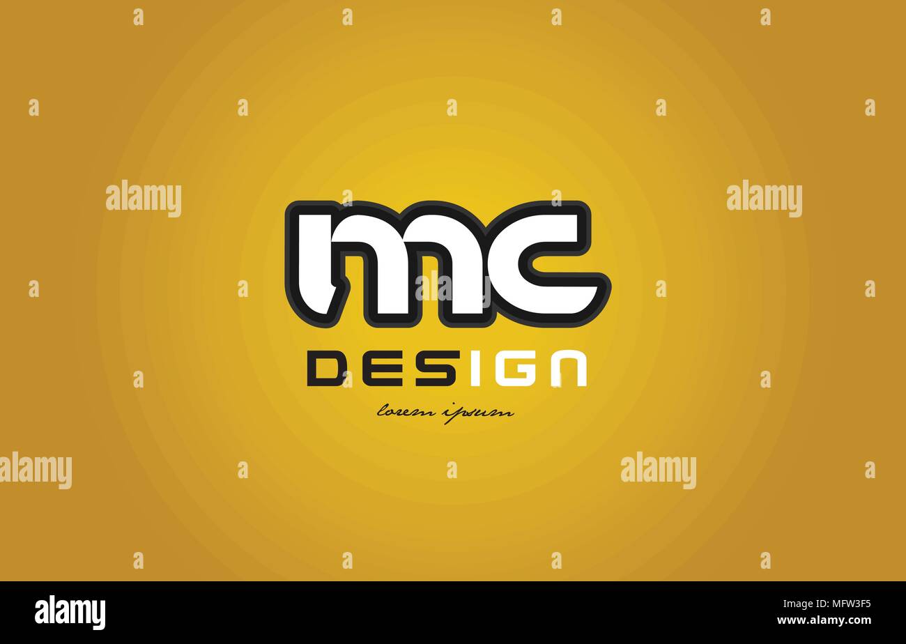 design of bold alphabet letter combination mc m c with white color and ...