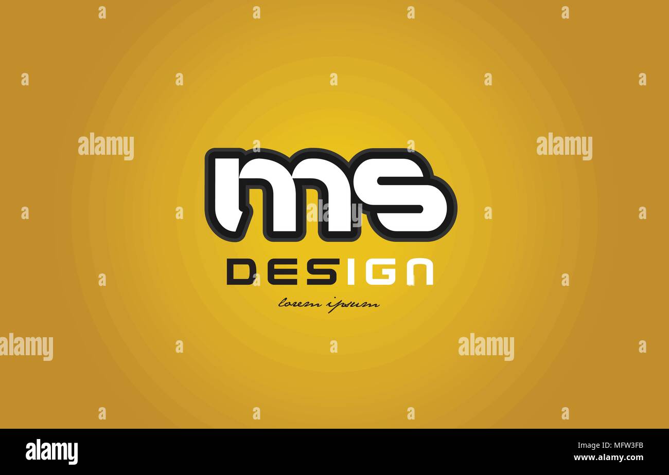 design of bold alphabet letter combination ms m s with white color and ...