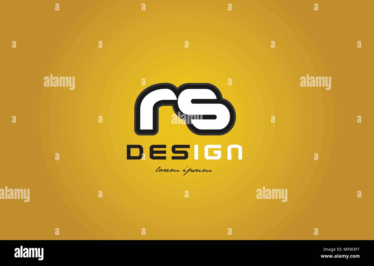 design of bold alphabet letter combination rs r s with white color and ...