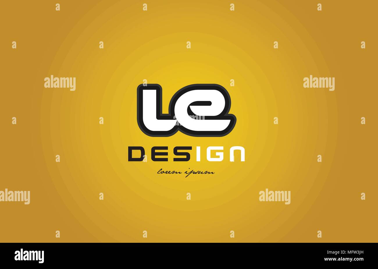 design of bold alphabet letter combination le l e with white color and ...