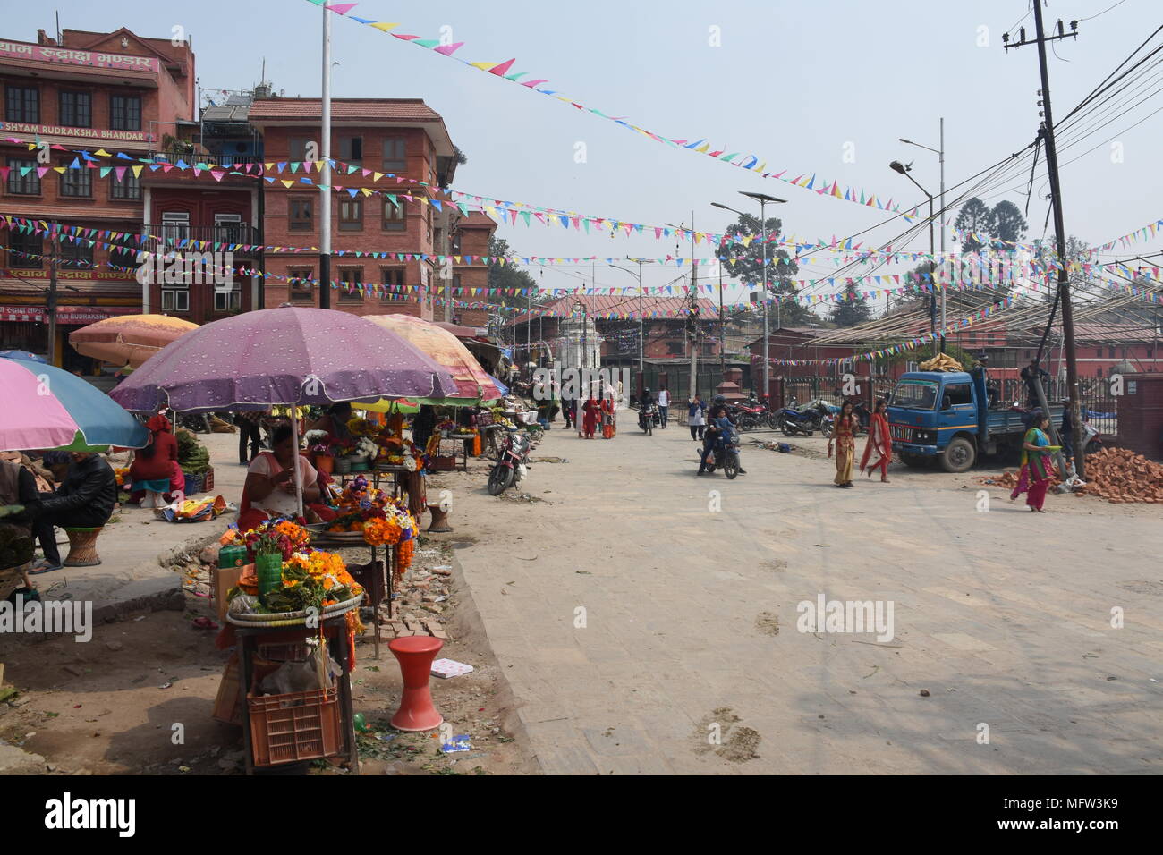Kathmandu, Nepal - March 22, 2018: Stands on Pashupatinath Marg Stock ...