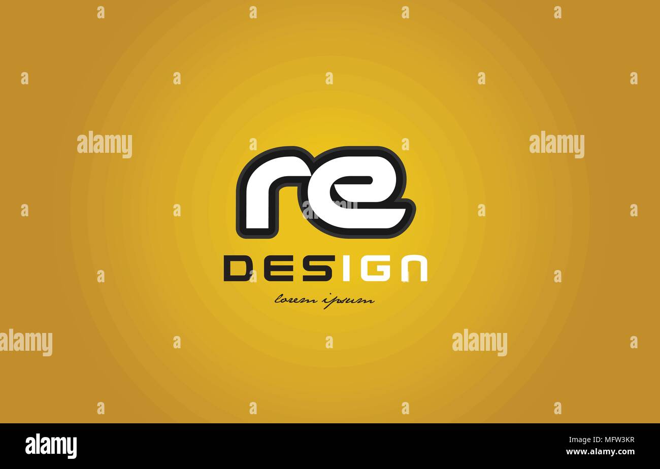 design of bold alphabet letter combination re r e with white color and ...