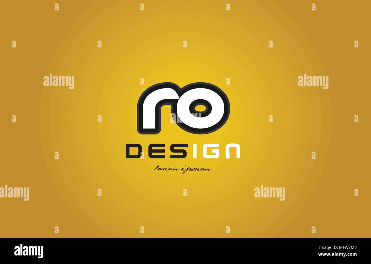 design of bold alphabet letter combination ro r o with white color and ...