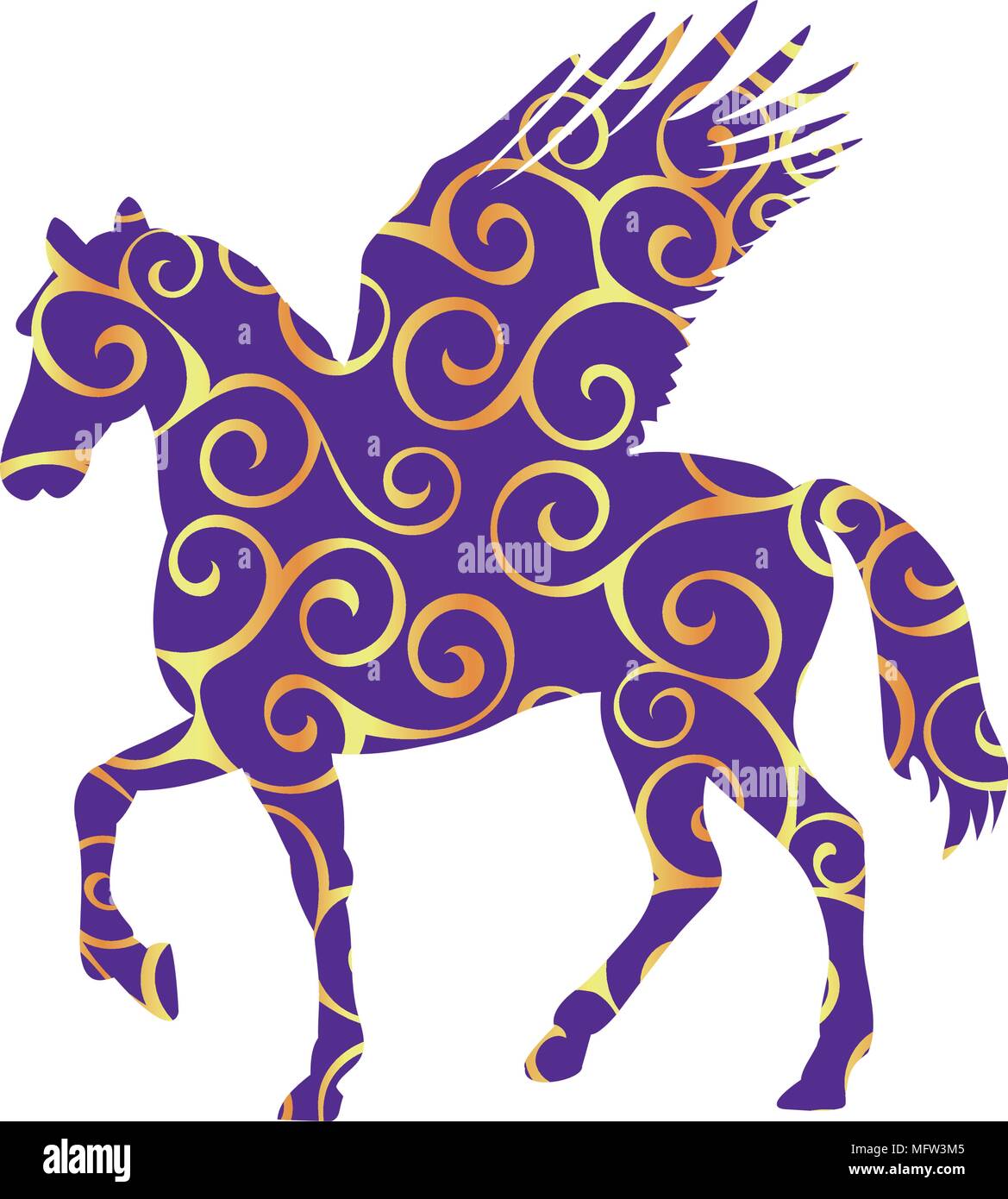 Pegasus pattern silhouette mythology symbol fantasy tale. Vector ...