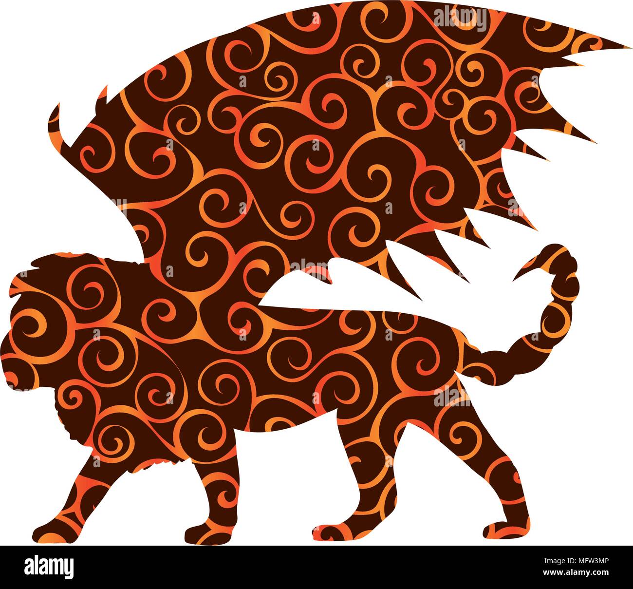 Manticore pattern silhouette mythology symbol fantasy. Vector ...