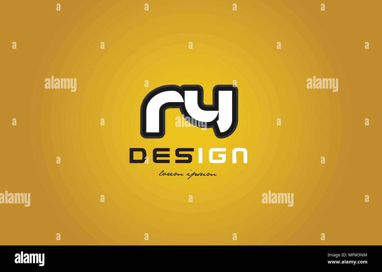 design of bold alphabet letter combination ry r y with white color and ...