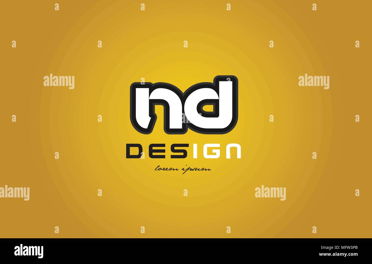 design of bold alphabet letter combination nd n d with white color and ...