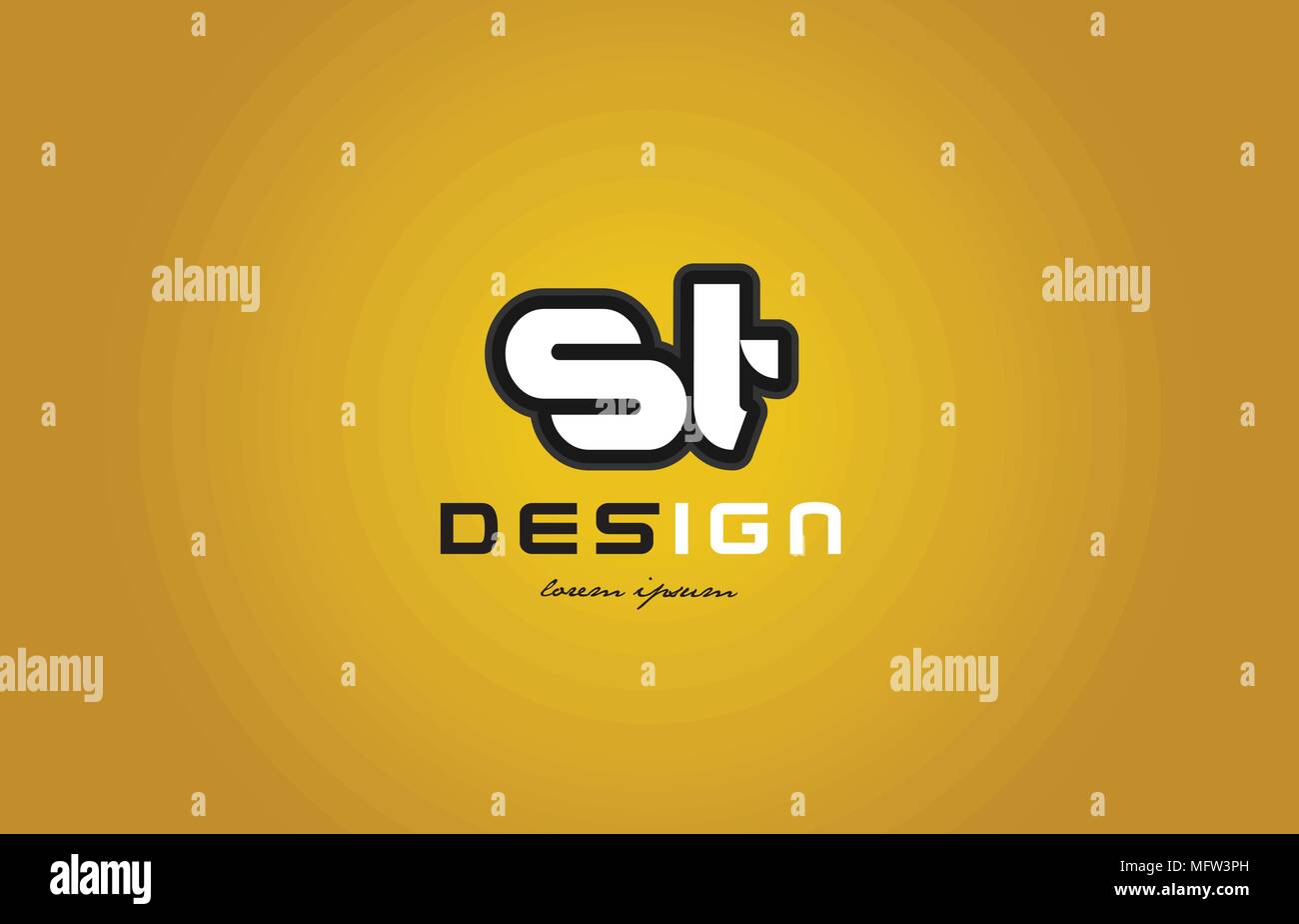 design of bold alphabet letter combination st s t with white color and ...