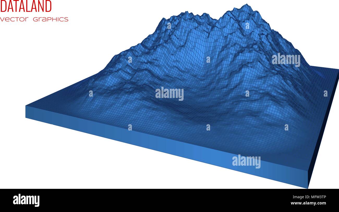 Vector illustration. 3d data chart. Digital landscape element Stock ...