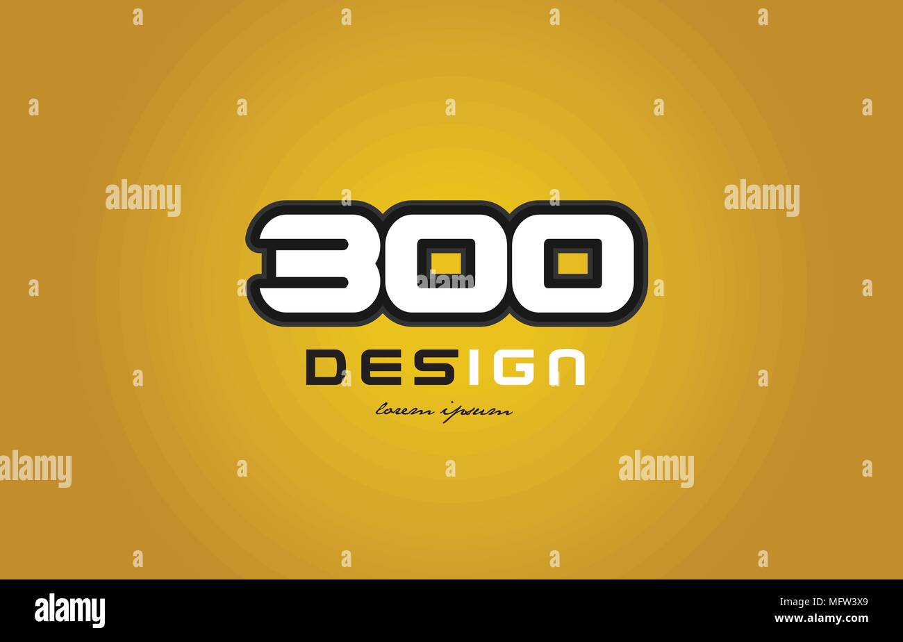 design of bold number numeral digit 300 with white color and black ...