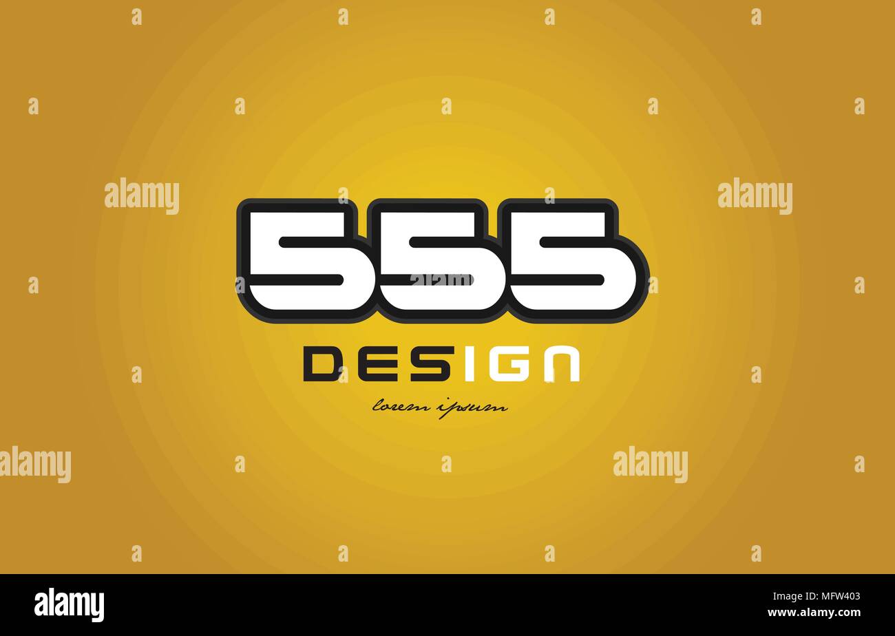 design of bold number numeral digit 555 with white color and black ...