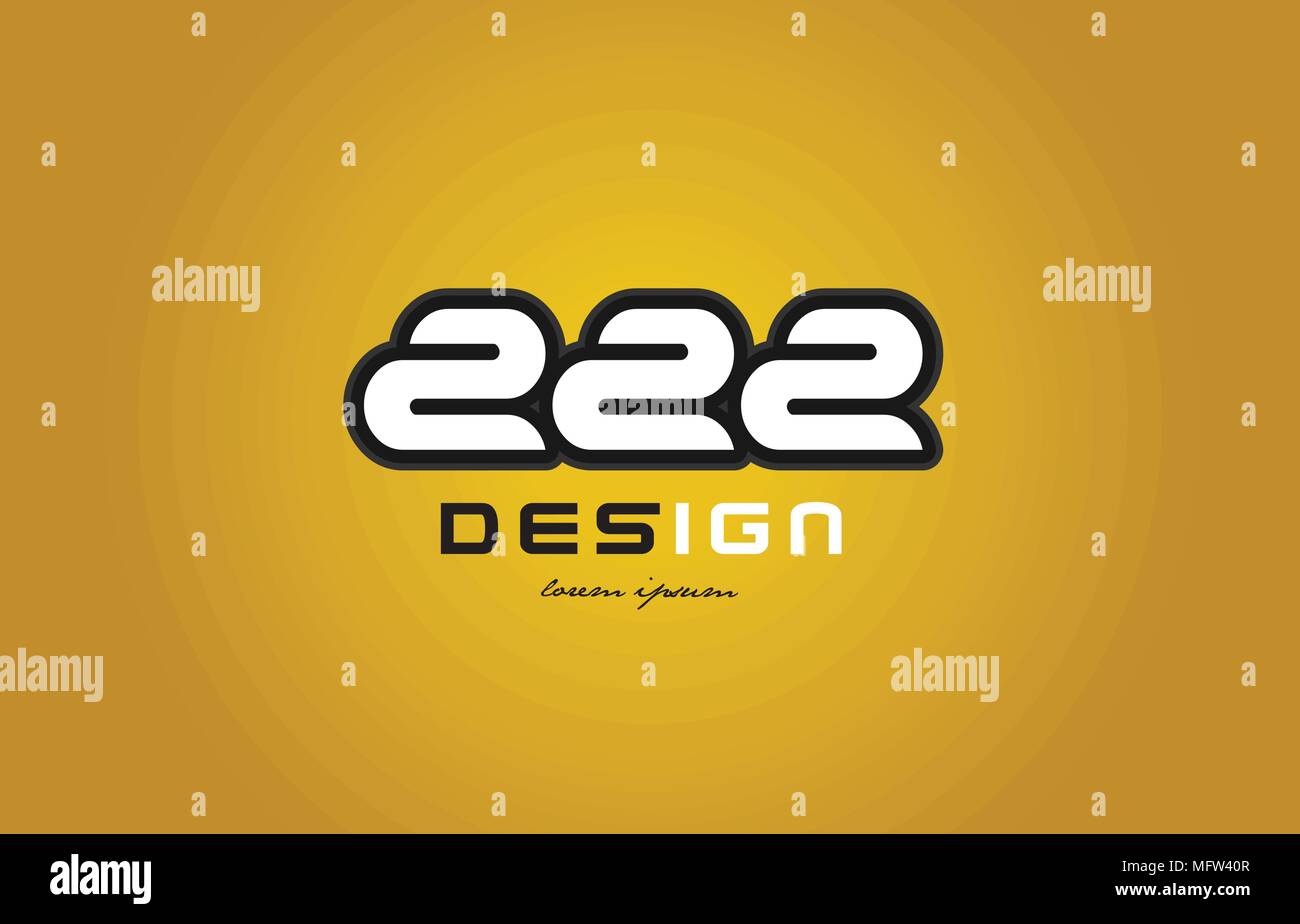 design of bold number numeral digit 222 with white color and black ...