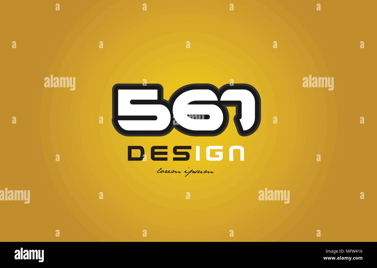 design of bold number numeral digit 567 with white color and black ...