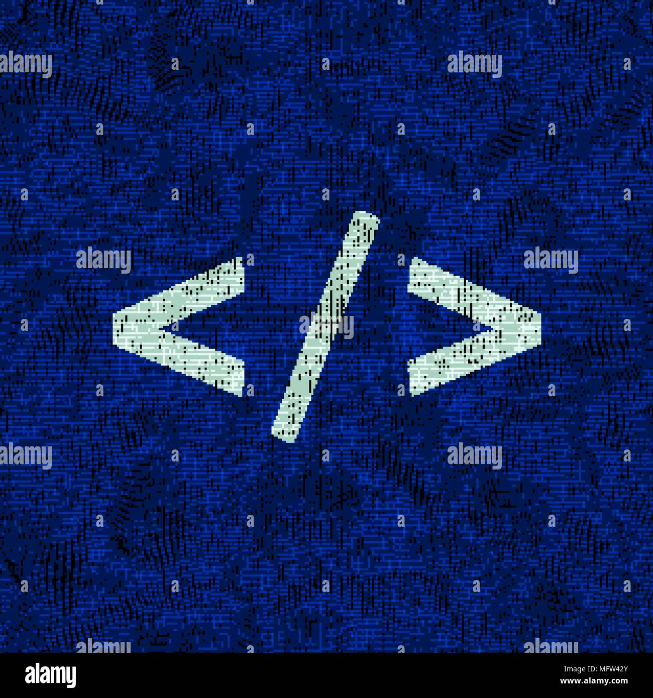 Coding Sign Or Element Of Programming Code On Dark Blue Background Consists Of Binary Code