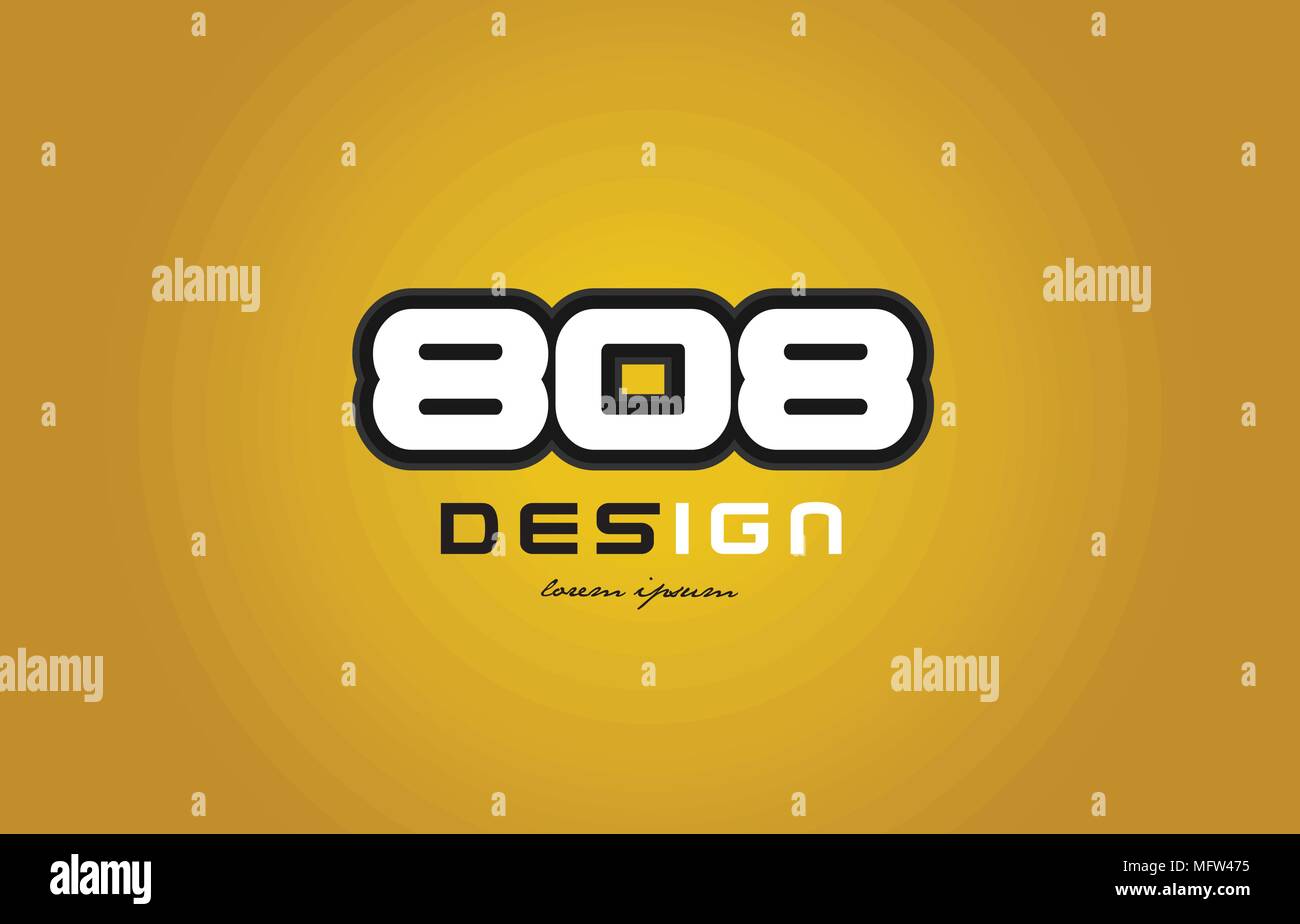 design of bold number numeral digit 808 with white color and black ...