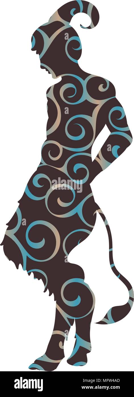 Satyr Faun pattern silhouette ancient mythology fantasy Stock Vector ...