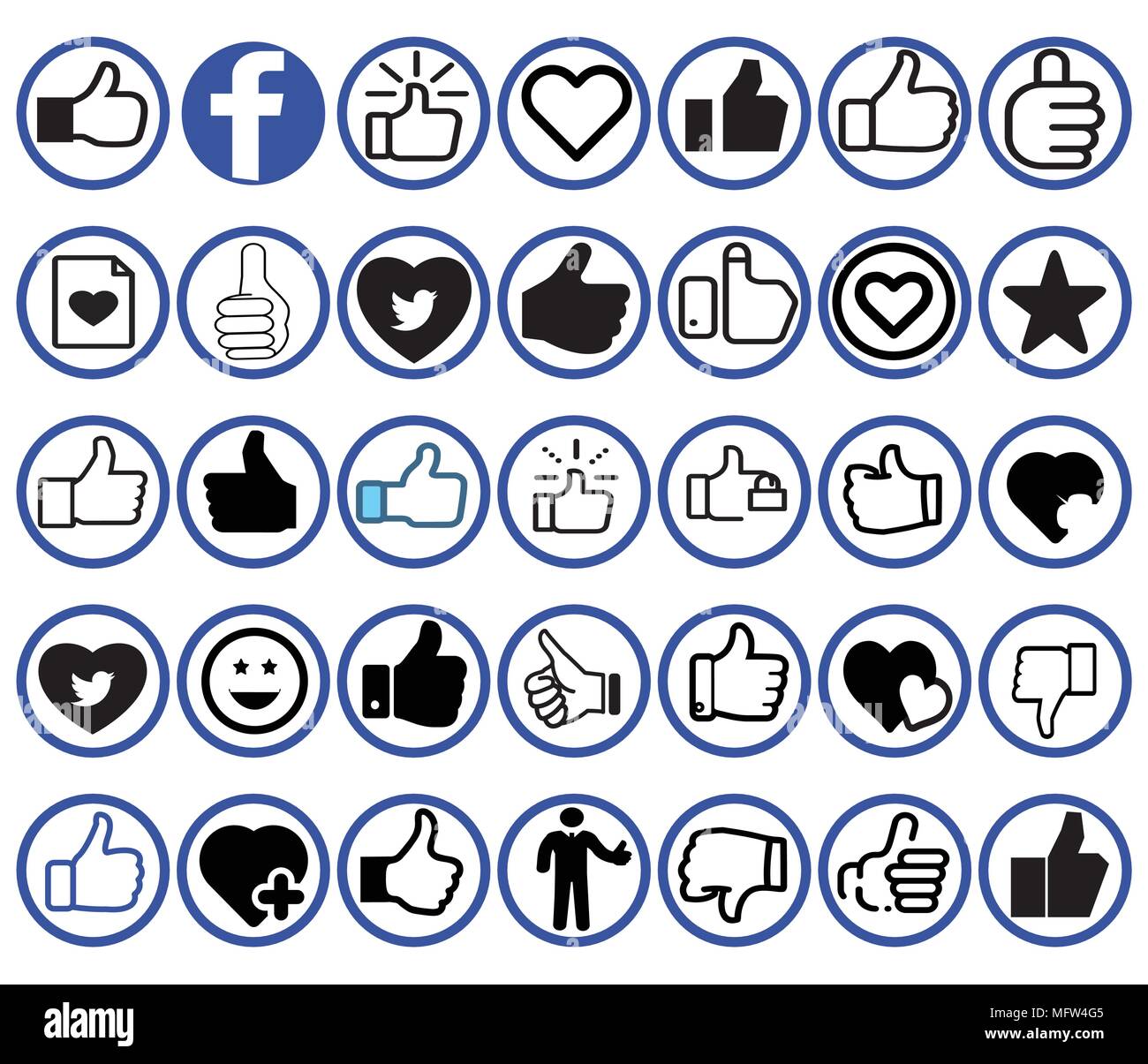 Face book icon collection with like buttons Stock Vector Image & Art ...