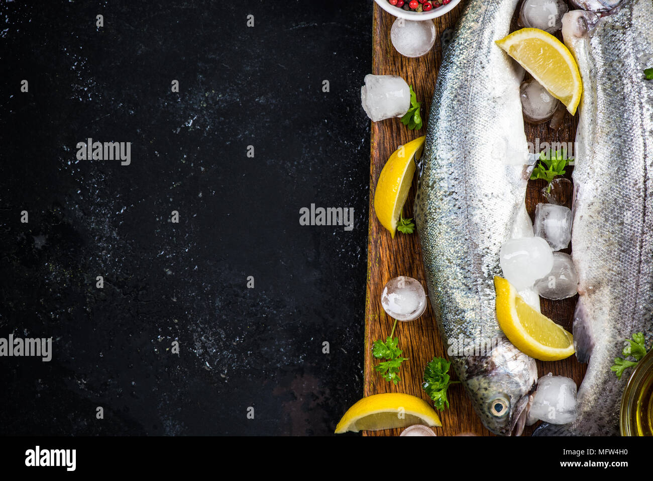 Fish restaurant menu template,copy space Stock Photo - Alamy