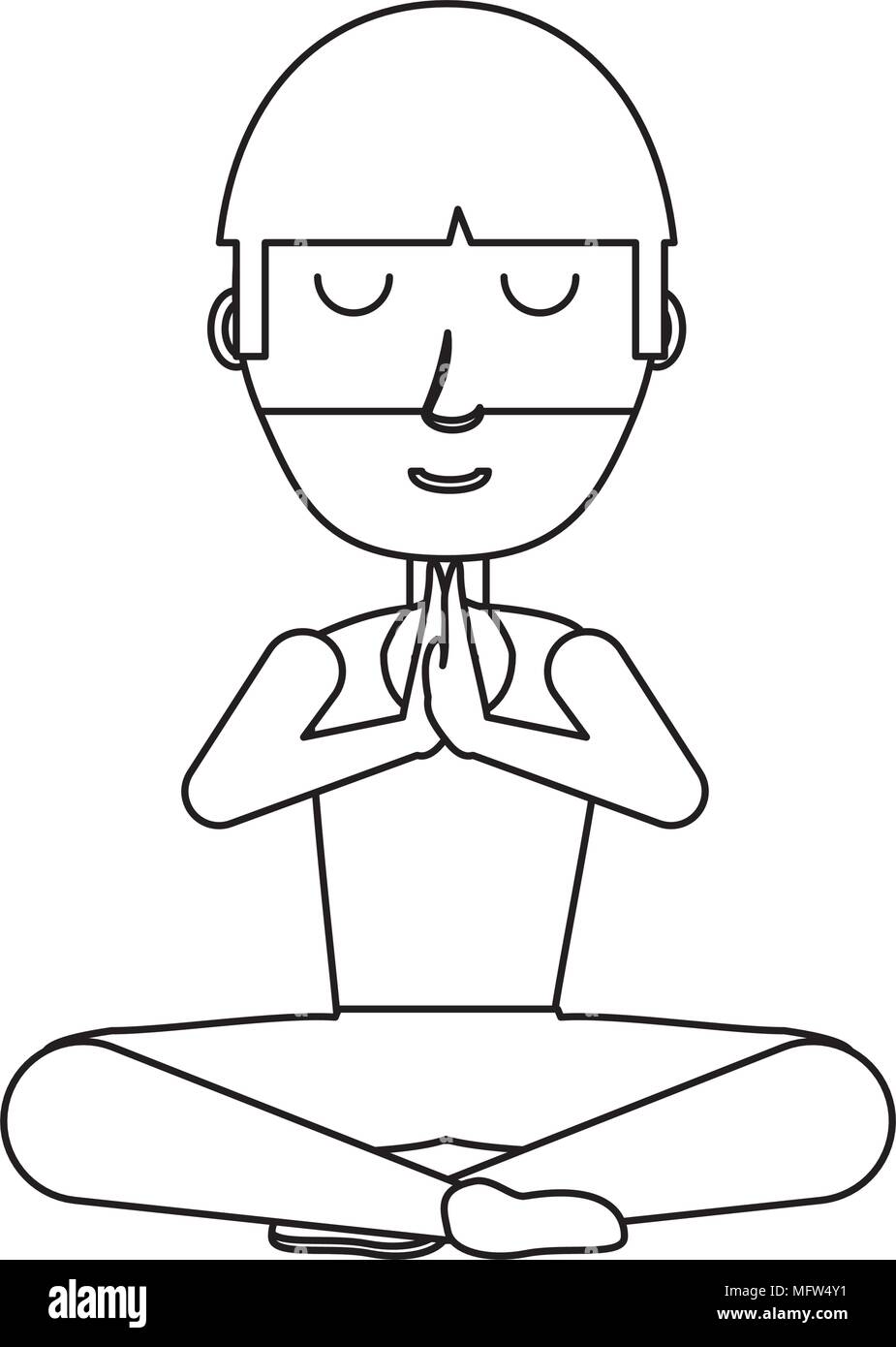 cartoon yogi man doing yoga over white background, vector illustration ...
