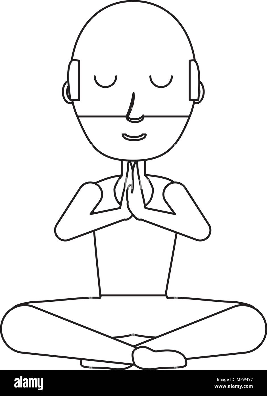 cartoon yogi man doing yoga over white background, vector illustration ...