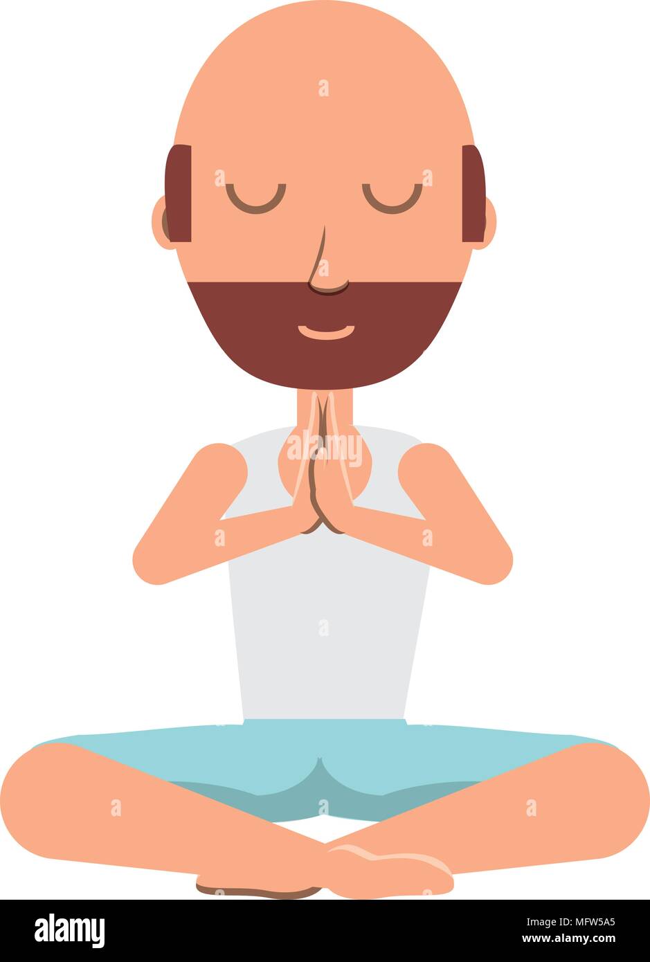 cartoon yogi man doing yoga over white background, colorful design ...