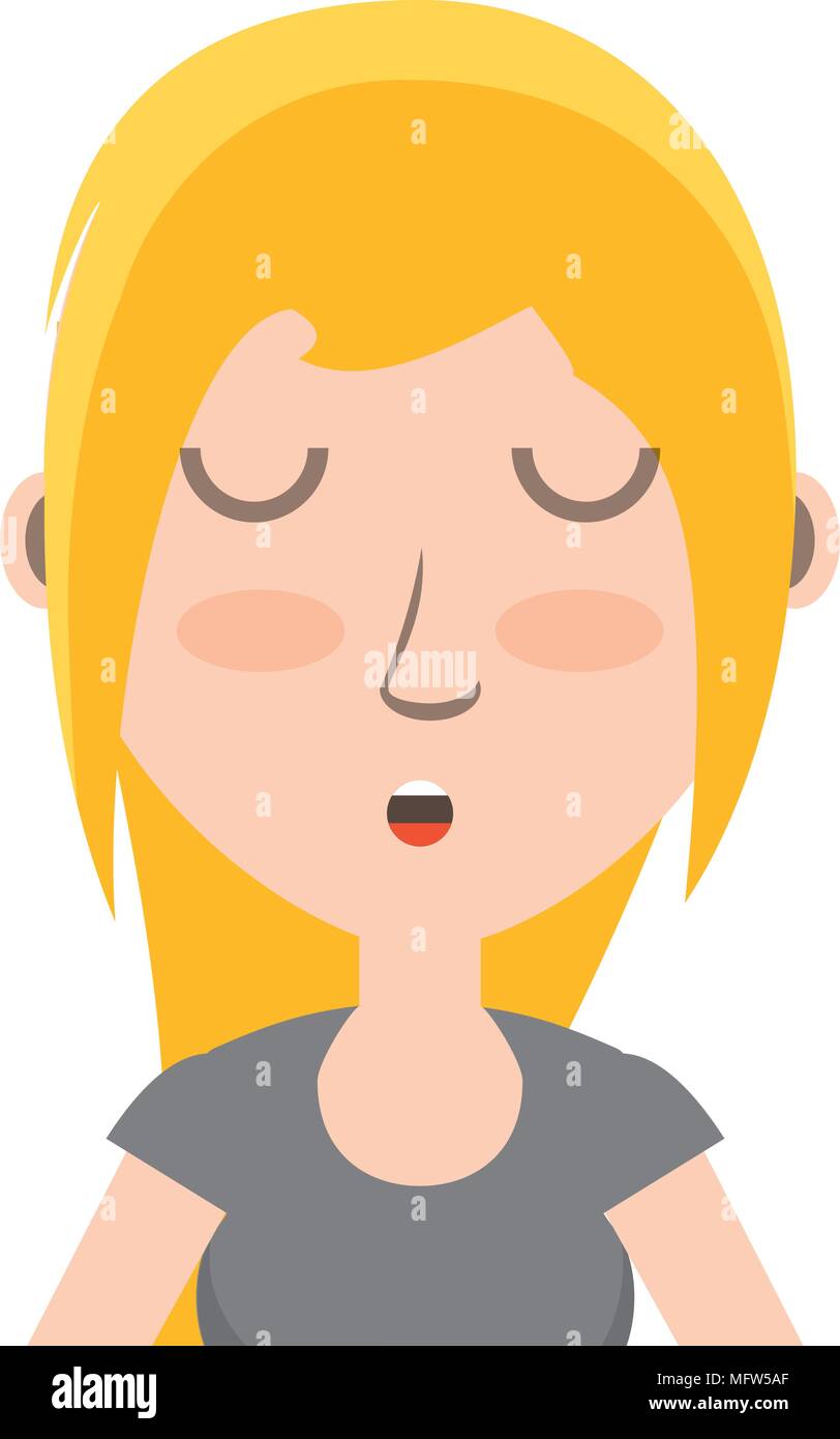Cartoon Girl With Long Hair Over White Background Colorful Design