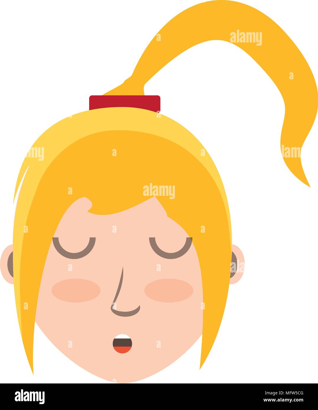 cartoon woman with ponytail over white background, colorful design ...