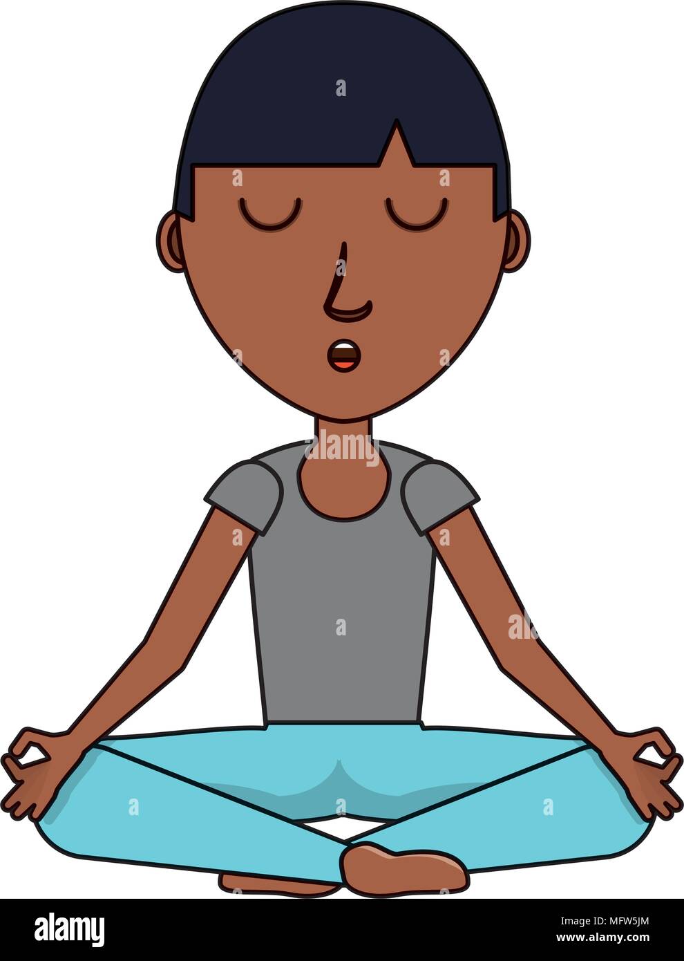 cartoon yogi man doing yoga over white background, colorful design ...