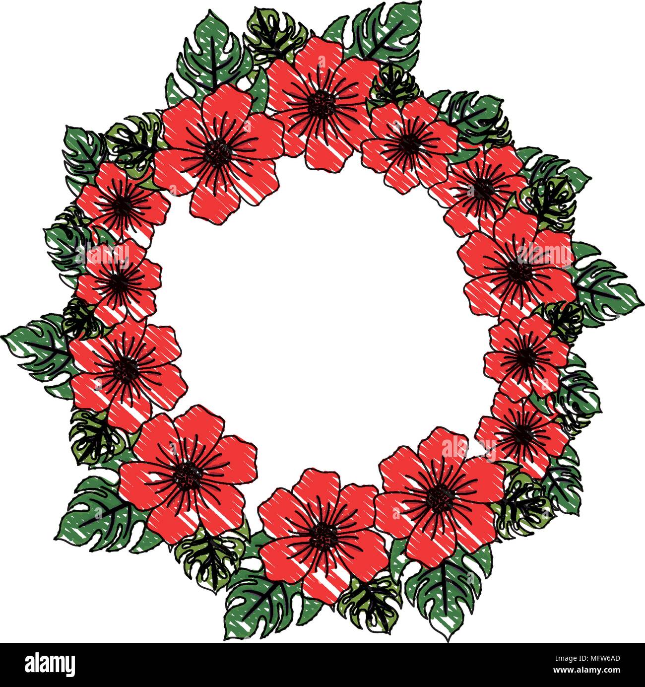floral wreath icon over white background, colorful design. vector ...