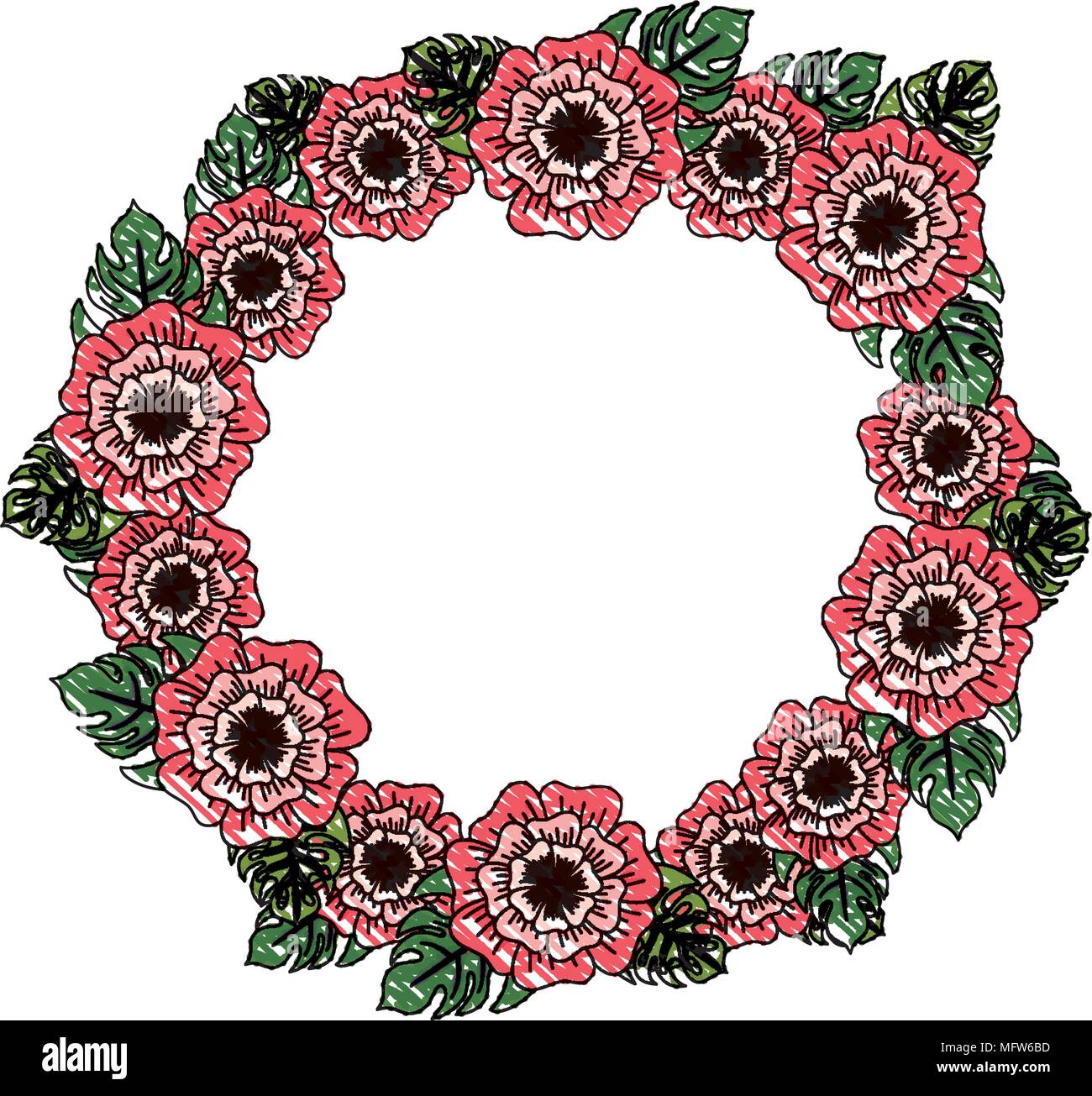 floral wreath icon over white background, colorful design. vector ...