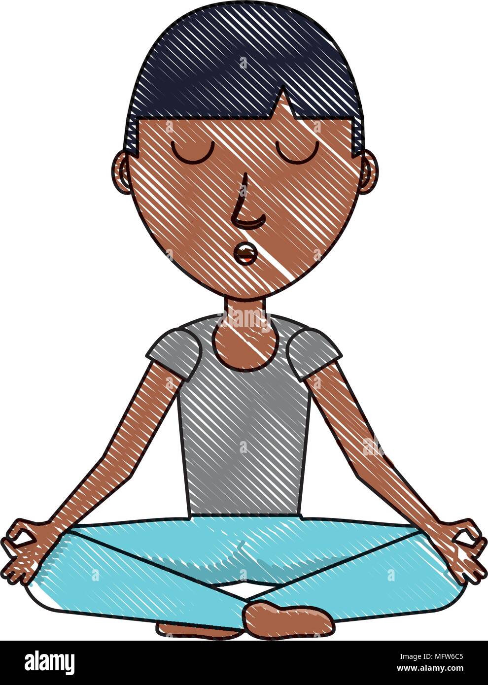 cartoon yogi man doing yoga over white background, colorful design ...
