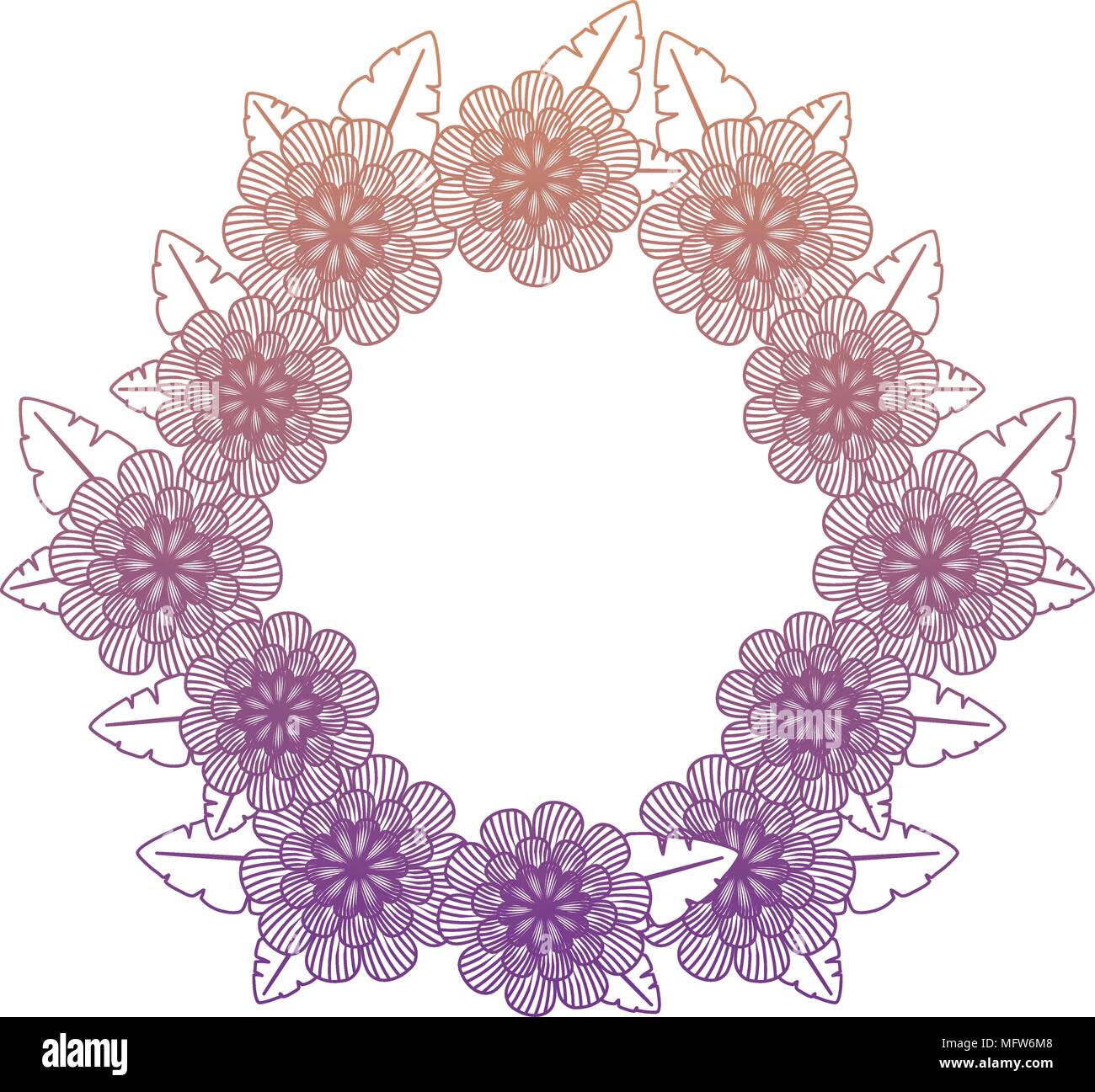 floral wreath icon over white background, colorful design. vector ...