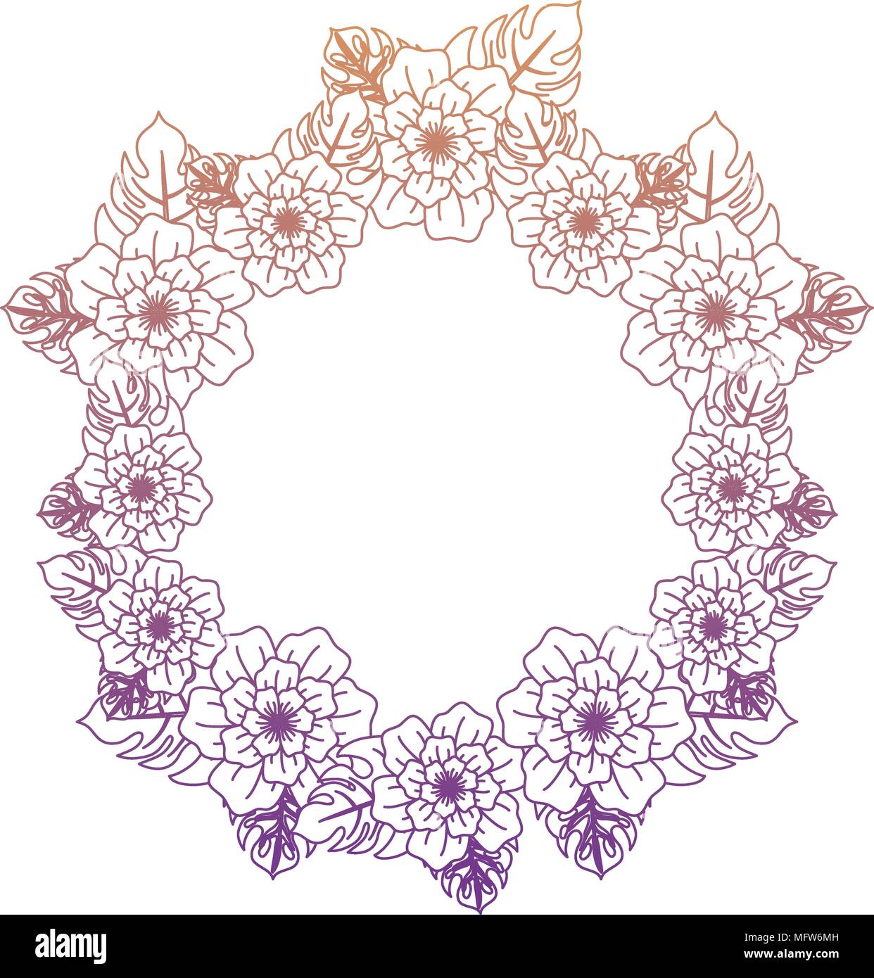 floral wreath icon over white background, colorful design. vector ...