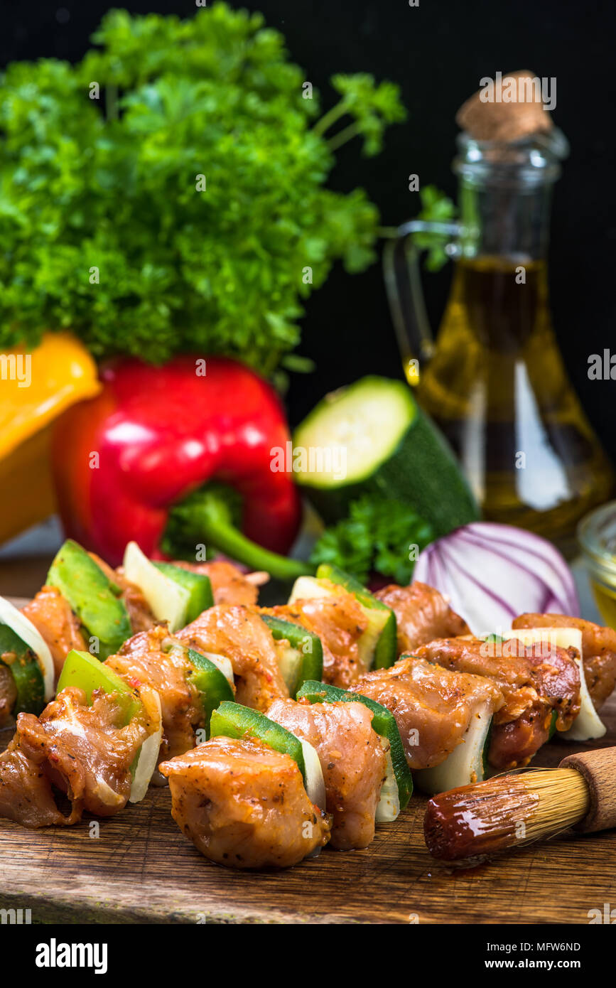 Meat skewers with bbq glaze Stock Photo - Alamy