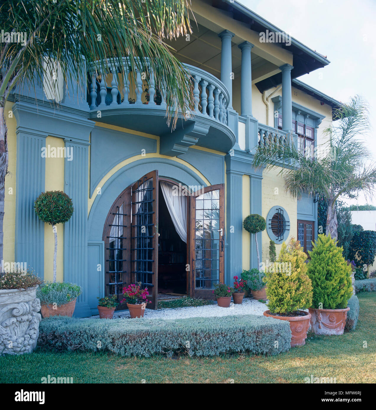 Blue Colonial Home Exterior