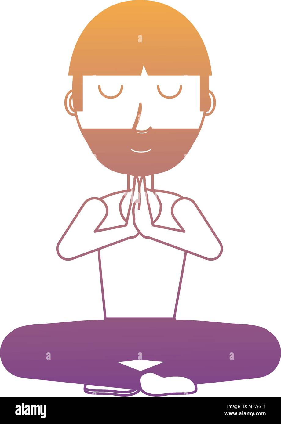 cartoon yogi man doing yoga over white background, colorful design ...