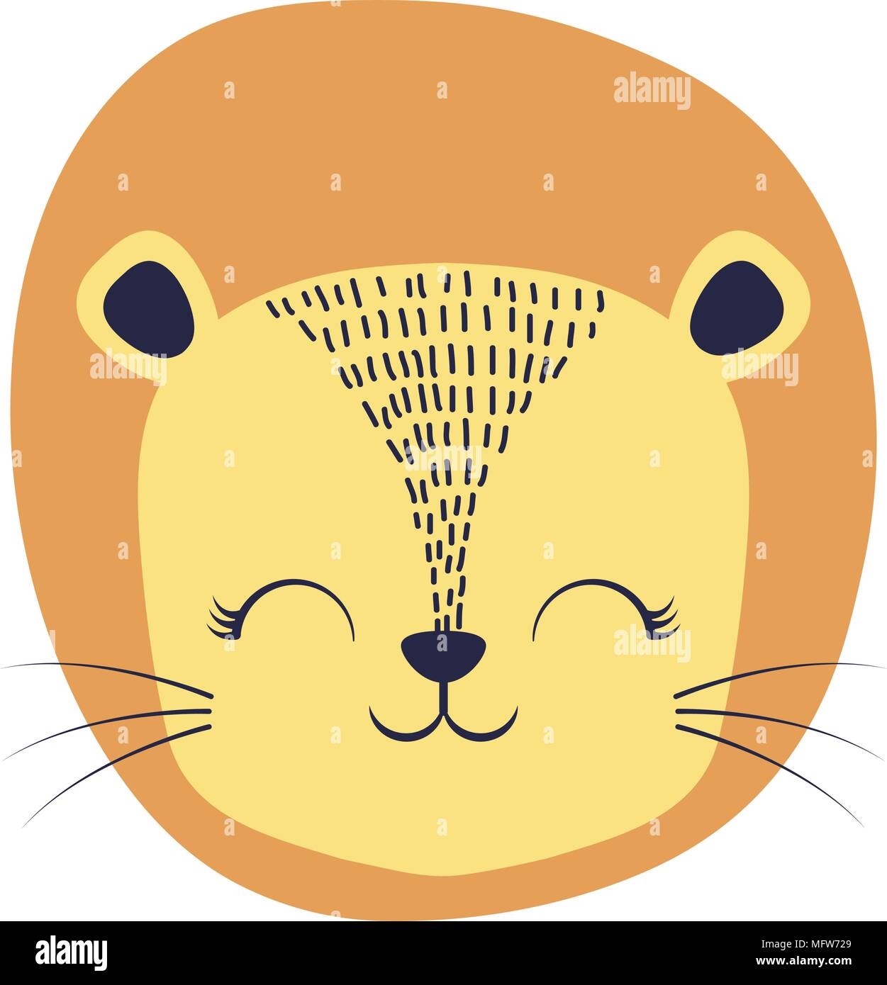cute lion icon over white background, colorful design. vector ...