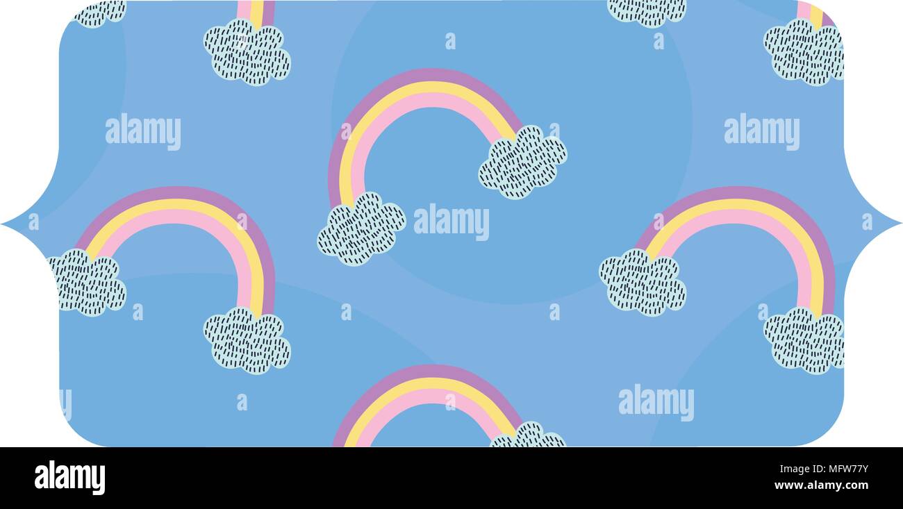 decorative banner with rainbow and clouds design over white background ...