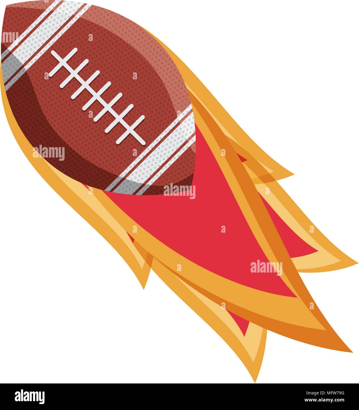American football ball on Fire icon over white background, colorful ...