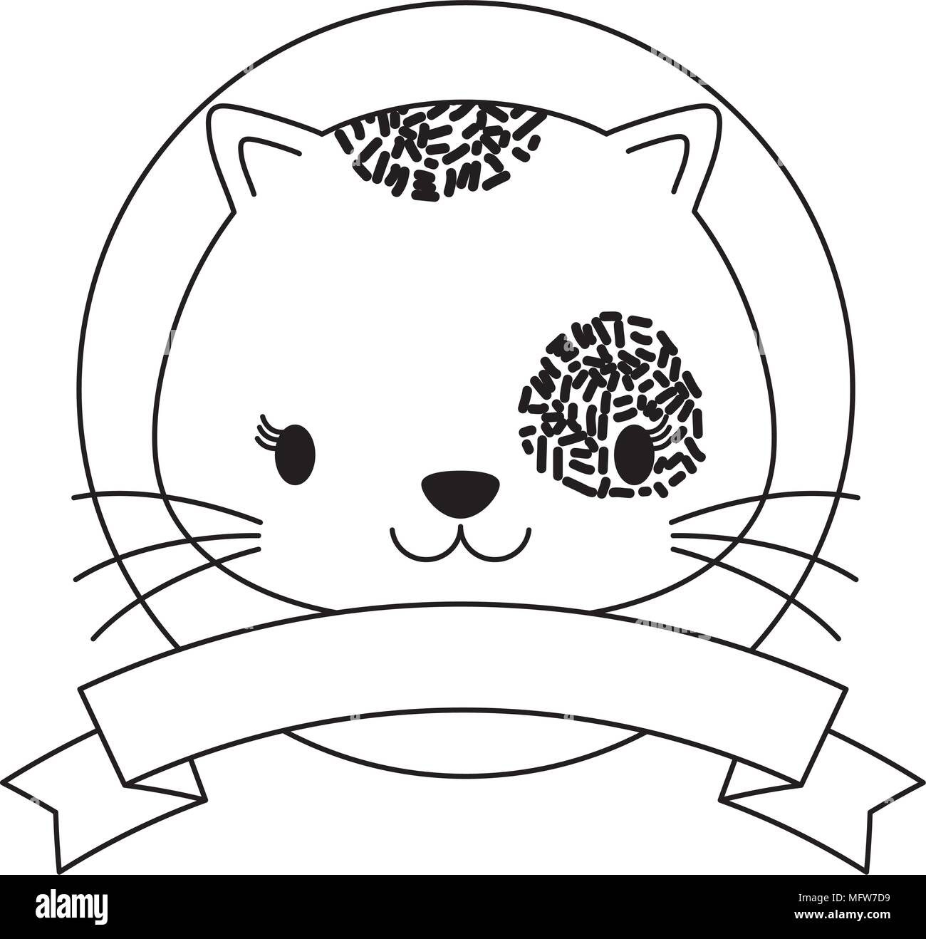 emblem of cute animals concept with decorative ribbon and cute cat icon ...