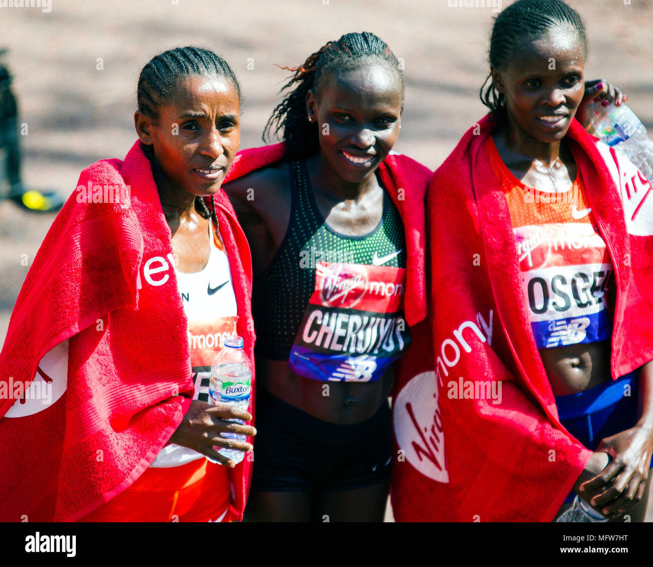 LONDON, ENGLAND - APRIL 22: (L-R) Tadelech Bekele of Ethiopia Vivian ...