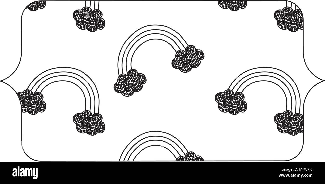 decorative banner with rainbow and clouds design over white background ...