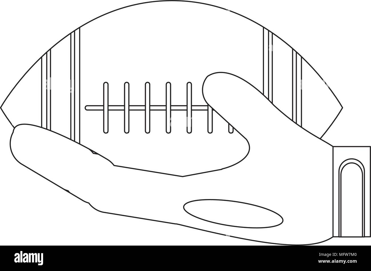 hand with american football ball icon over white background, vector ...