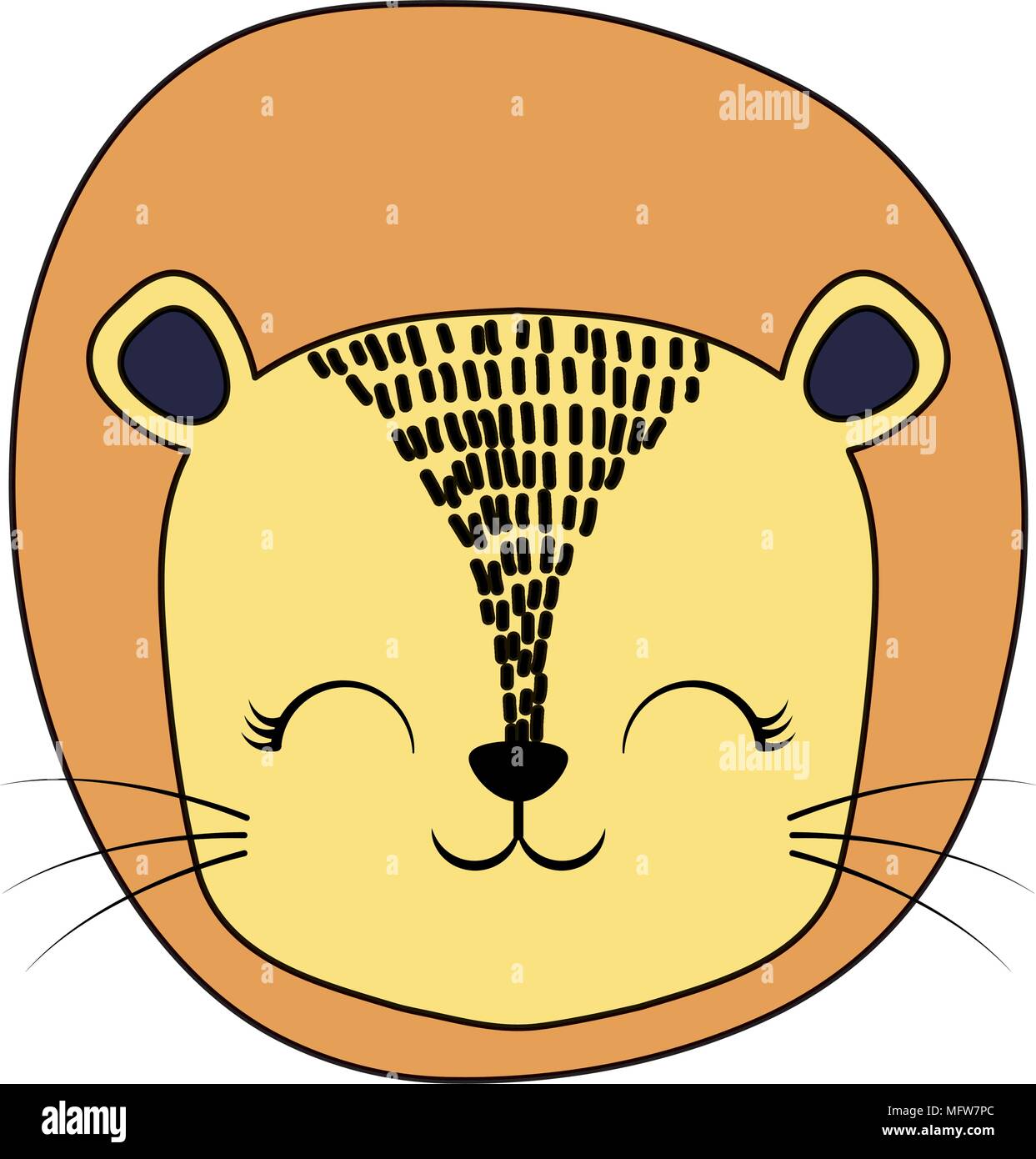 cute lion icon over white background, colorful design. vector ...